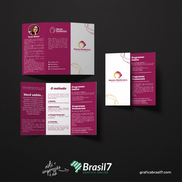 Folder com dobras, em papel couche 90g | Arte + Impressão